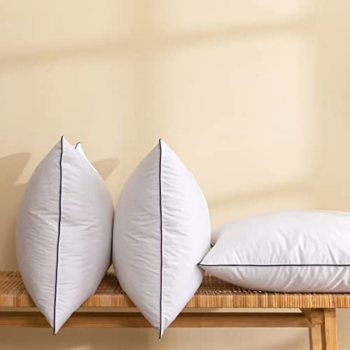 White Goose Feather Bed Pillow - 600 Thread Count 100% Cotton, Medium Firm,Soft Support (Queen Size:Pack of 2)
