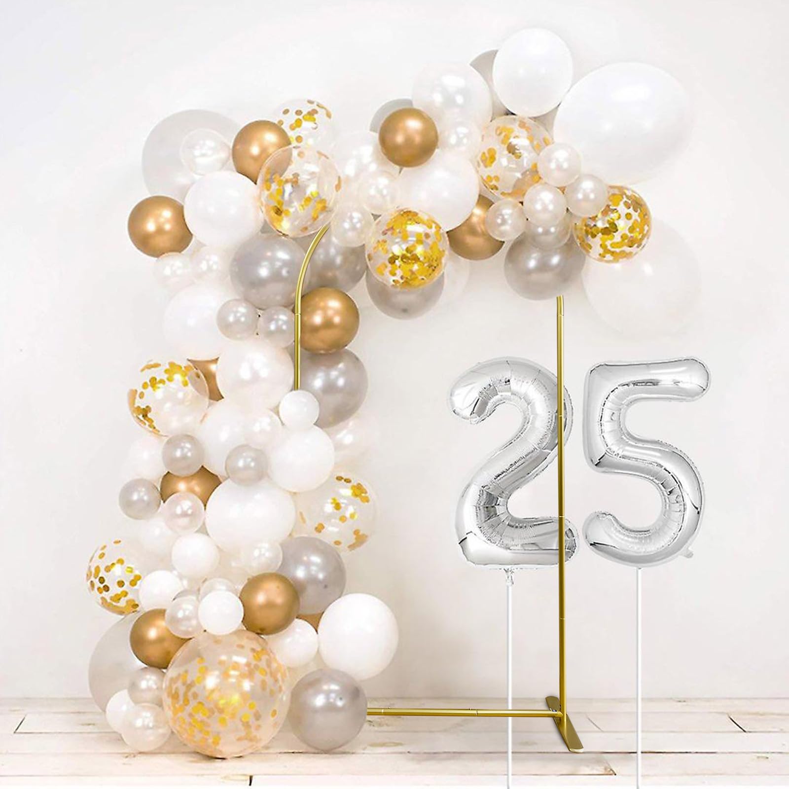 WORFEI 6.6FT Gold Aluminum Arch Backdrop Stand, Square Balloon Arch Stand Wedding Frame for Birthday Party, Baby Shower, and Ceremony Decoration