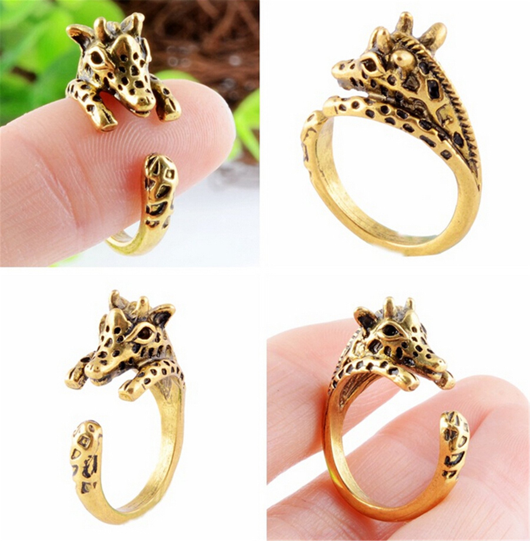 wiipujewelry WIIPU Fashion Vintage Antique Gold Giraffe Adjustable Wrap Animal Ring(R19)