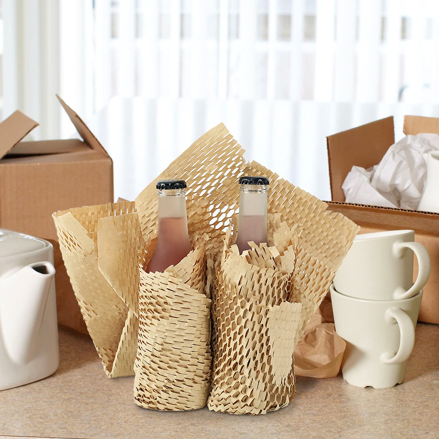 Wrapping Paper Packaging Paper Honeycomb Cushioning Wrap Paper,Kraft Packing Paper Honeycomb Wrap Roll Bubble Alternative Shipping Moving Packing Paper Gift Wrapping Paper (Kraft)