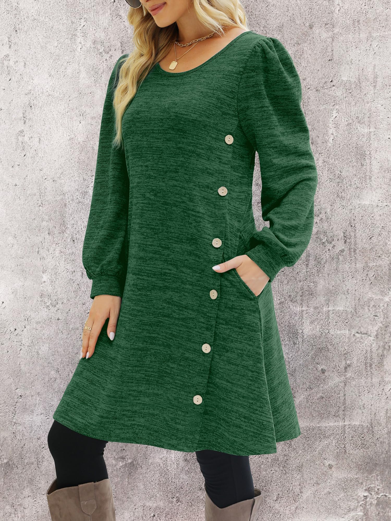 XIEERDUO Womens Long Sleeve Dresses Christmas Sweater Dress For Leggings Tunic Xmas Green S