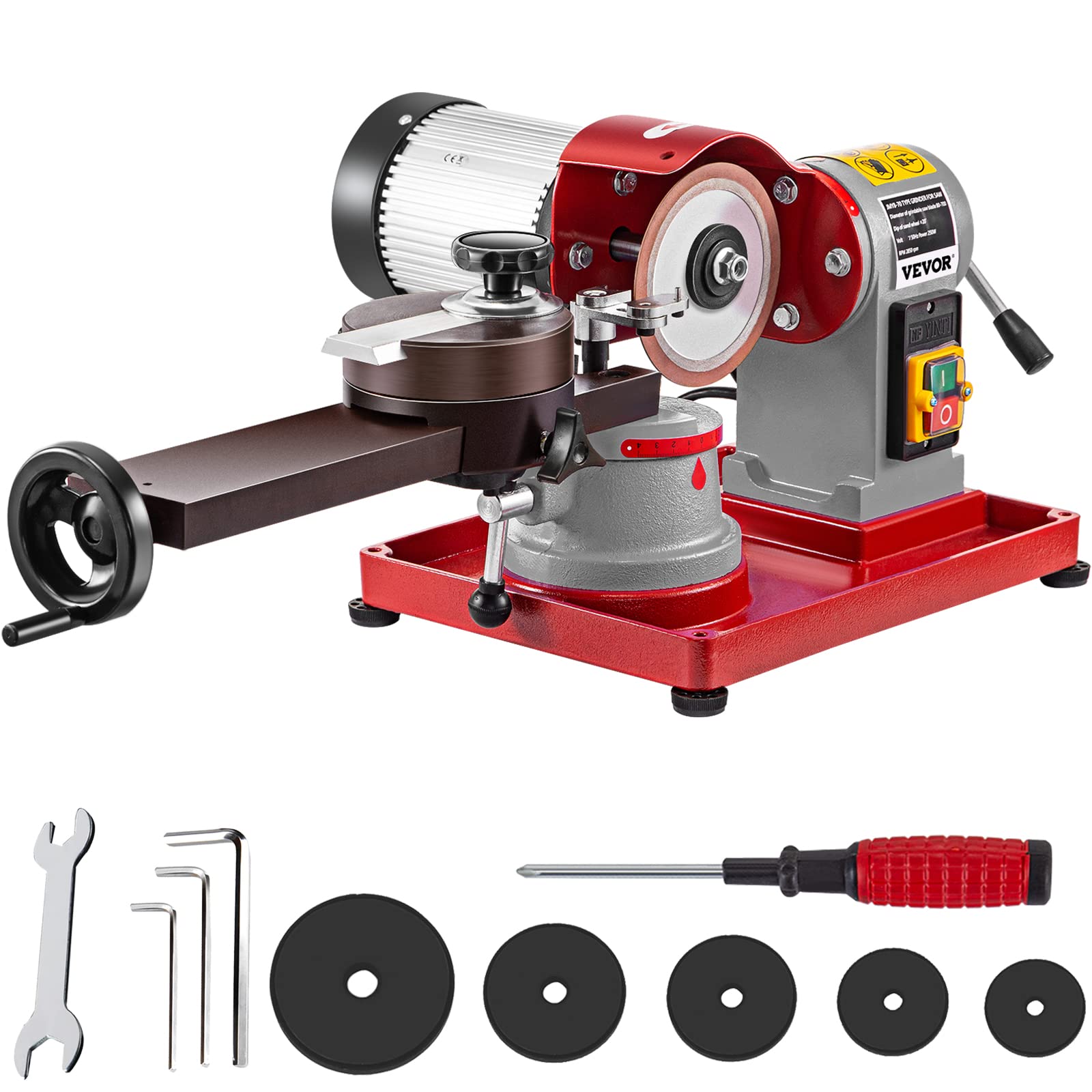 VEVOR Round Circular Saw Blade Grinder Machine 110V 370W Rotary Angle Mill Sharpener 125mm Electric Saw Blade Sharpener Machine for Sharpening Carbide Tipped Saw Blades (W/Water Tank)