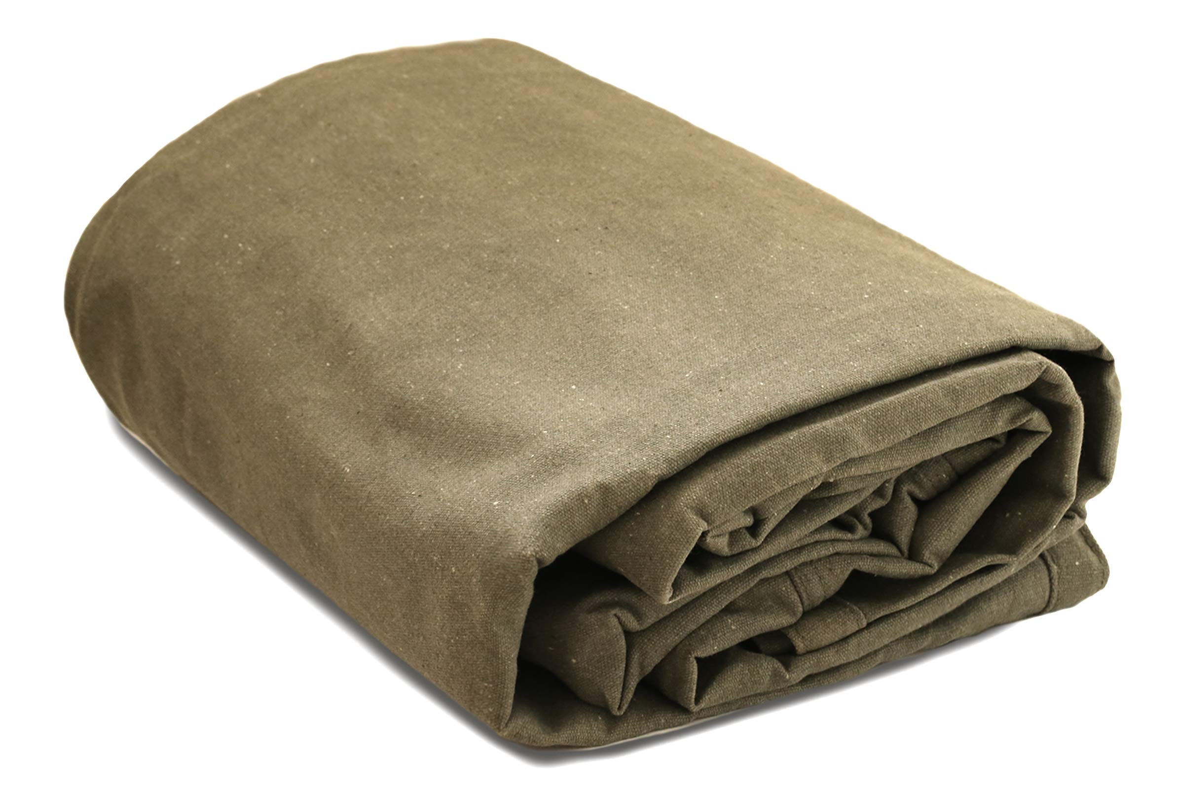WHITEDUCK Canvas Tarp Heavy Duty Waterproof 18 oz. Mold & UV Resistant, Rustproof Grommets, Industrial & Commercial Cloth Tarp (Cut Size: 7'x9', Finished Size: 6'6" x 8'6", Olive)…