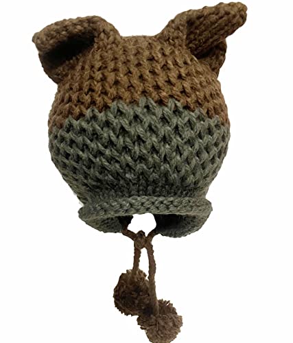 SUNONE11HKA Fox Ears Beanie Winter Warm Handmade Knitted Pompom Caps Crochet Hat
