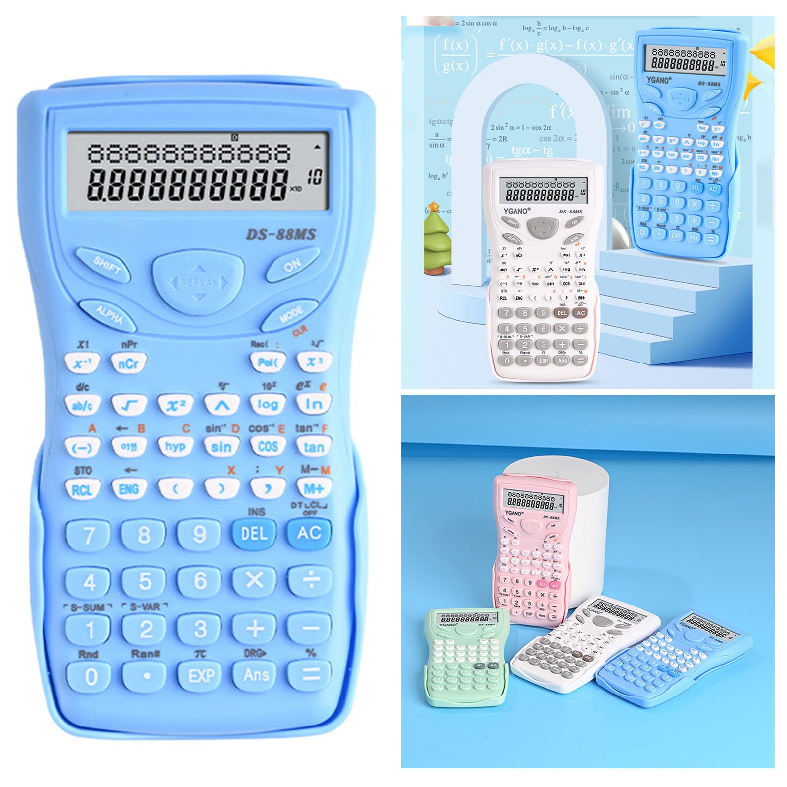 Students Function Calculator Essential Scientific Digital Calculators with 240 Functions 12 Digits Widescreen Display Portable Calculator Battery Powered Calculator Hard Protective Case School