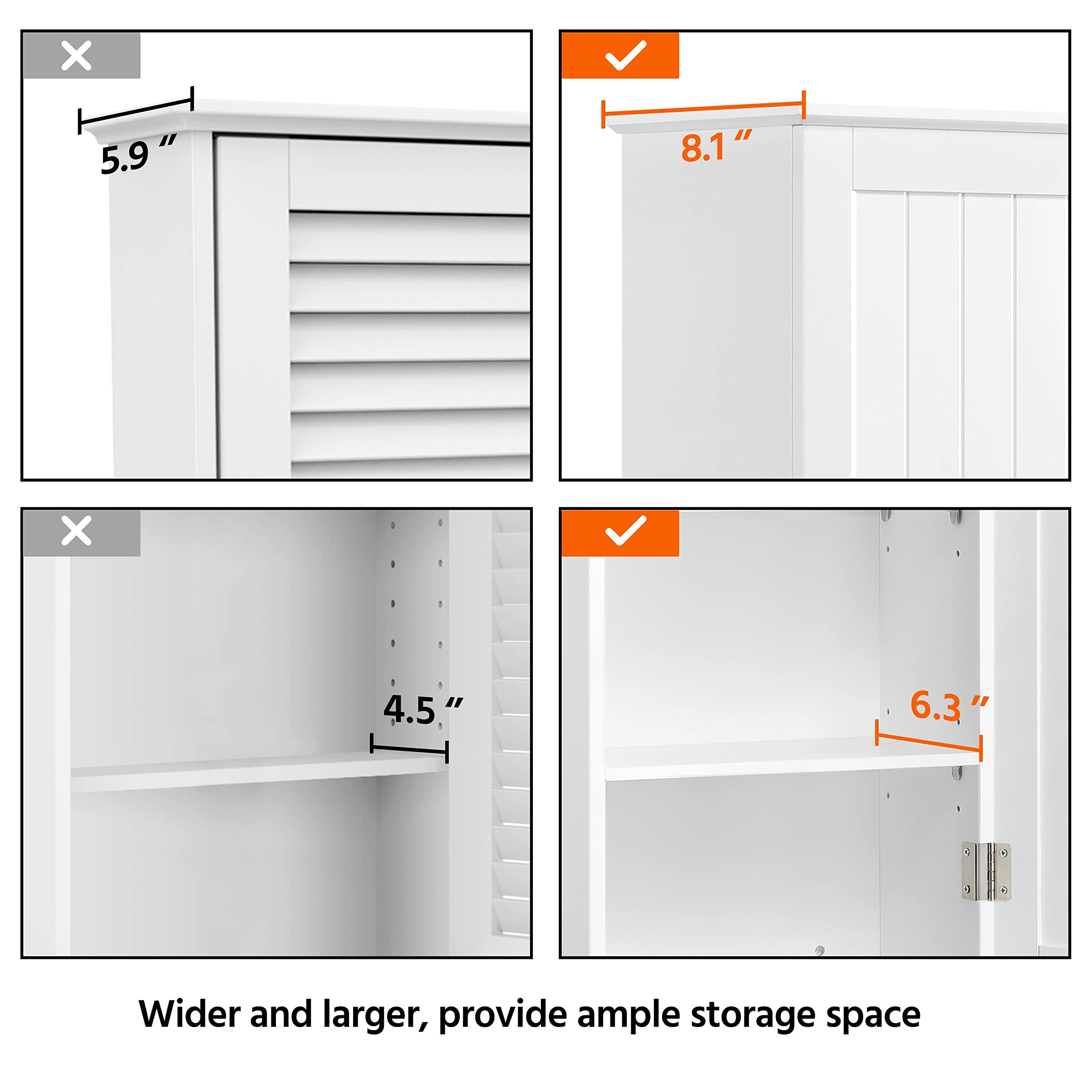 Yaheetech Bathroom Wall Cabinet, Medicine Cabinet with 2 Adjustable Shelves and Single Door, Bathroom Storage Cabinet Wall Mounted MDF Board for Bathroom, Kitchen, Laundry Room, White