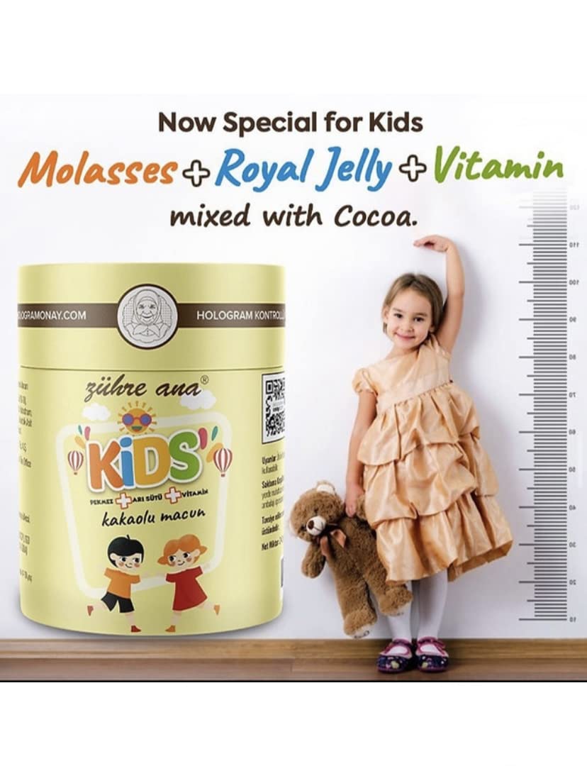 Zuhre Ana Natural Kids Cacao Propolis Paste - Bee Propolis Extract - Natural Immune Support & Gluten Free - Energy Boost, Mental Clarity - Bee Pollen, Royal Jelly (8 oz) (Pack of 1)