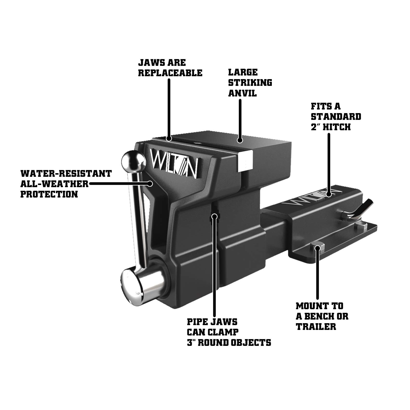 Wilton ATV All-Terrain Vise, 6" Jaw Width, 5-3/4" Max Jaw Opening, 5" Throat (10010)