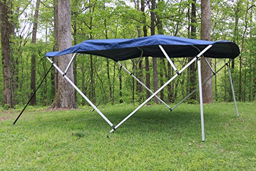 Vortex Direct Navy Blue Fabric Square Tube 4 Bow Frame Bimini Top 10' Long, 91"-96" Wide, 54" Tall