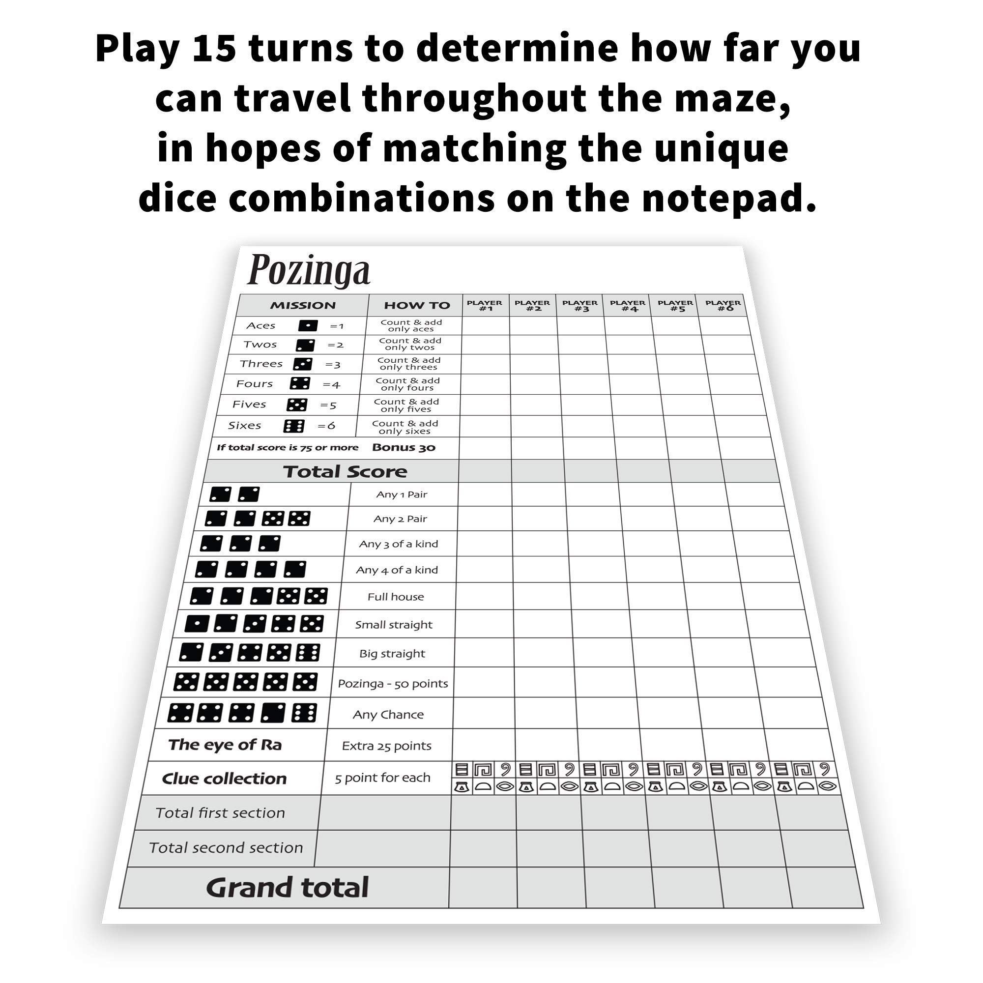 Yahtzee Pozinga Board Game for the whole Family | Dice Scoreboard Pawns and Playing Cards