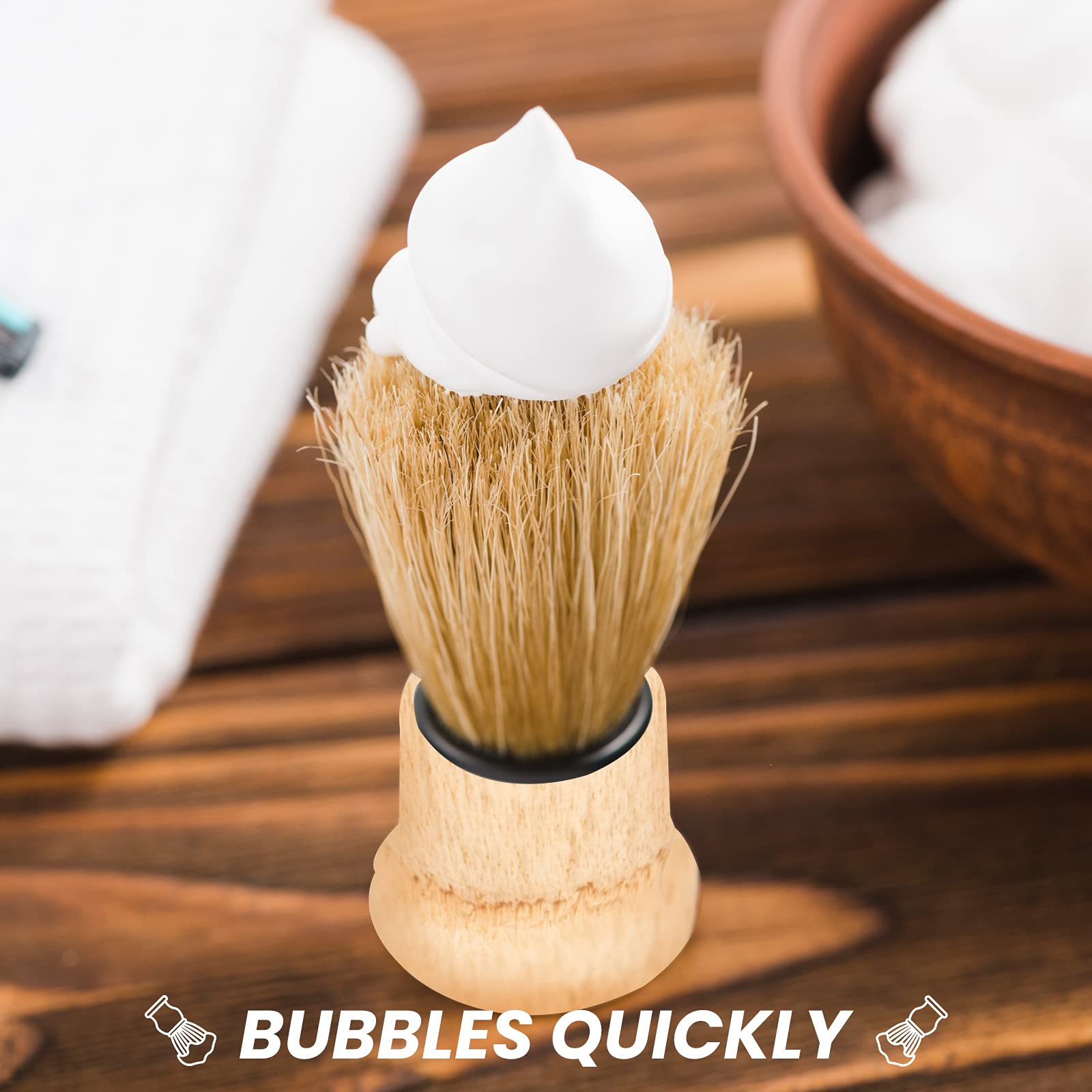 YAIKOAI 10 Pcs Men's Shaving Brush, Boar Bristle Wood Handle Shaving Brush Suitable for Professional Barber Salon Tools Personal Shaving