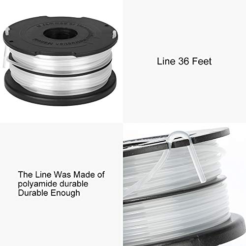 V VONTOX Dual String Trimmer Replacement Spool, Suitable for Black+Decker GH710 GH700 GH750, (36FT/ 0.065 in+11M/1.65MM Replacement Line Spool) (4 Pack)