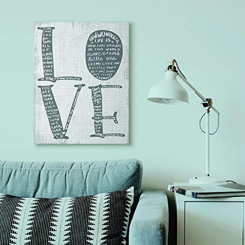 Stupell Industries Love Kids Family Home Paint Texture Neutral Grey Word, Design by Artist Daphne Polselli Wall Art, 30 x 40, Canvas