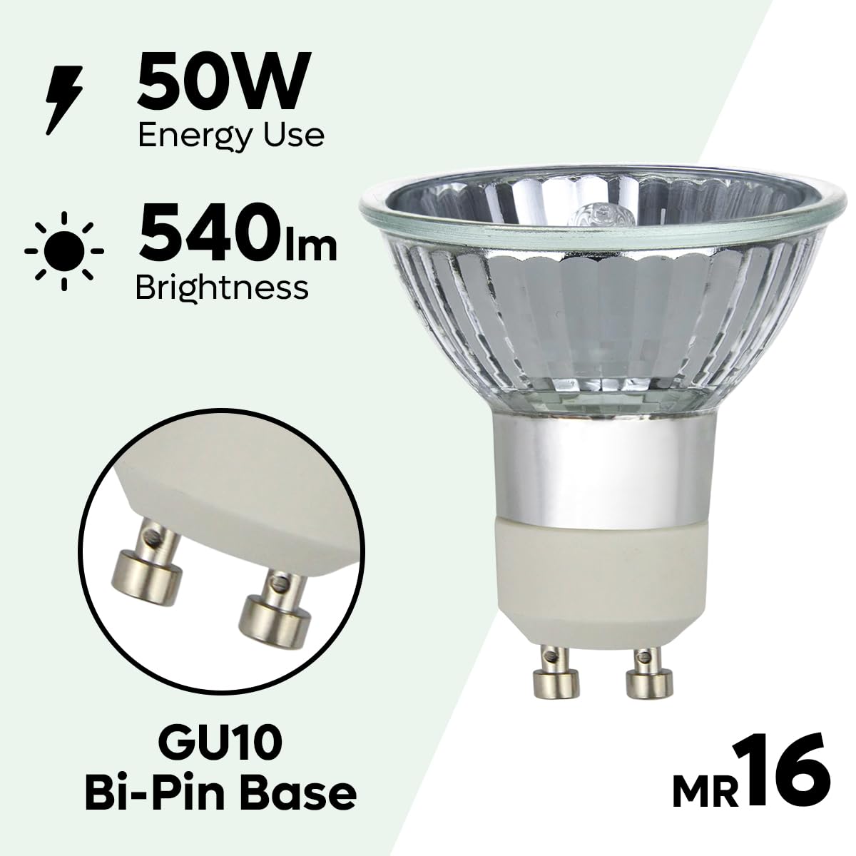 Sterl Lighting GU10 Halogen 50W Bulbs Bi-Pin Base for Track and Recessed Lightning - MR16 Gu10 Bulb, 120V, 2700K Soft and Warm White Dimmable Lightbulbs, 540Lm, Clear, Long Lasting 2 Pin Base, 10 Pack