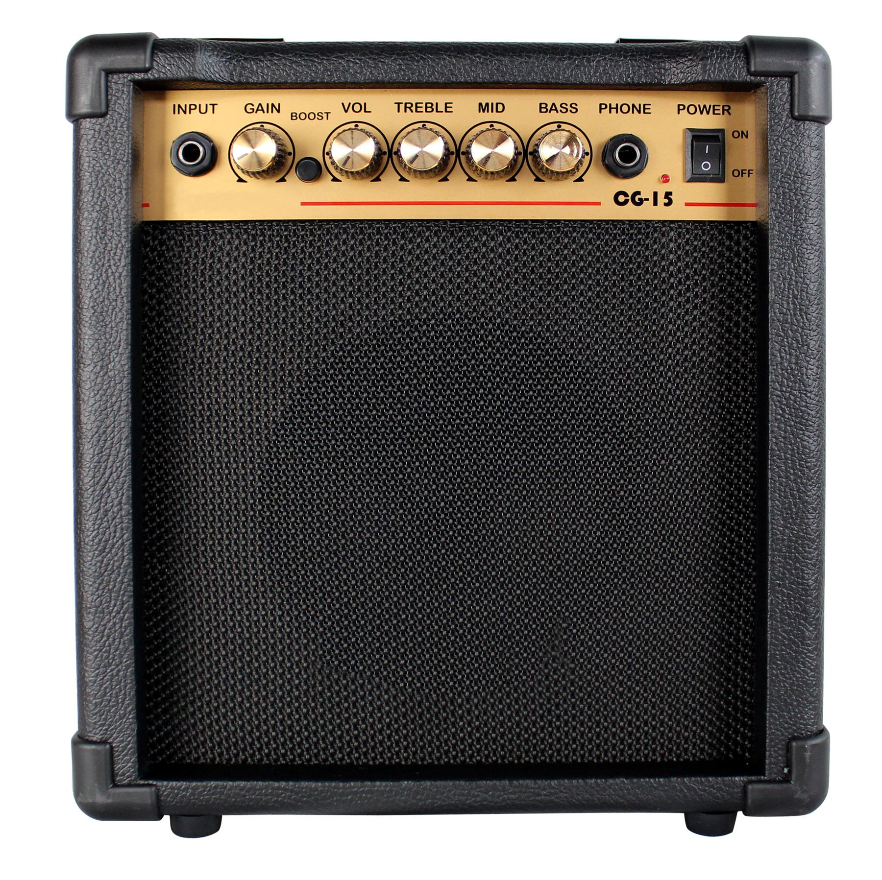YMC 15-Watt Electric Guitar Combo Amplifier with Boost Switch and 1/4" Headphone Out, Starter Amp -Black