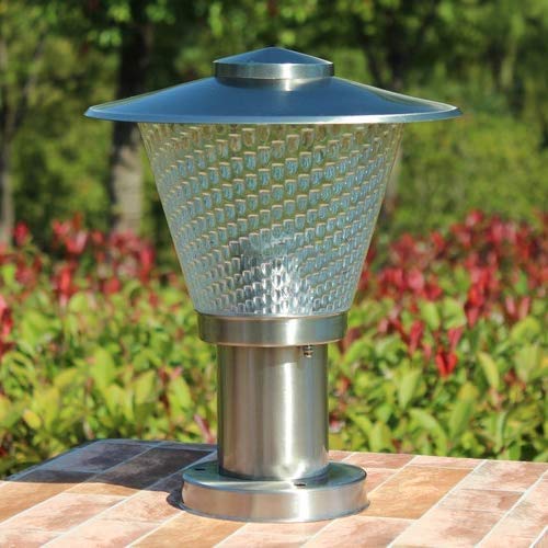WPOLED Modern Simple European Column Lamps Silver Stainless Steel Outdoor Waterproof E27 Acrylic Post Lights Garden Gate Courtyard Home Villa Decorative Pillar Lights