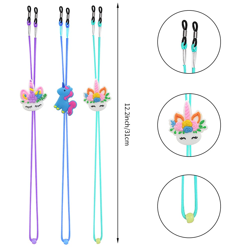 ZXSWEET 8PCS Kids Glasses Strap Unicorn Rainbow Adjuster Stretchy Eyeglass Strap for Girls Boys