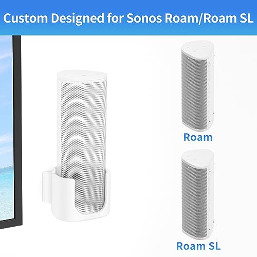 Sturdy Speaker Wall Mount for Sonos Roam, Roam SL Mount - Space Saving Speaker Mount for Sonos Roam, Roam SL Wall Mount Bracket Easy to Install Mounting Bracket, White