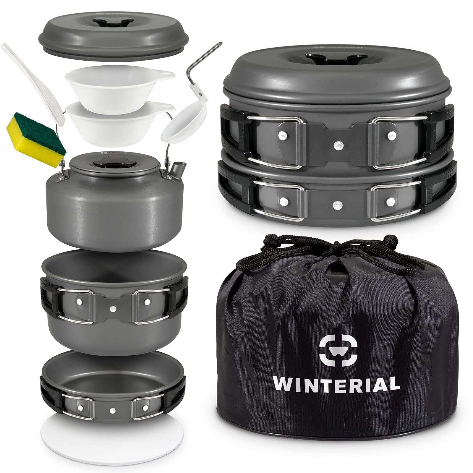 Winterial Camping Cookware and Pot Set 10 Piece Set For Camping / Backpacking / Hiking / Trekking