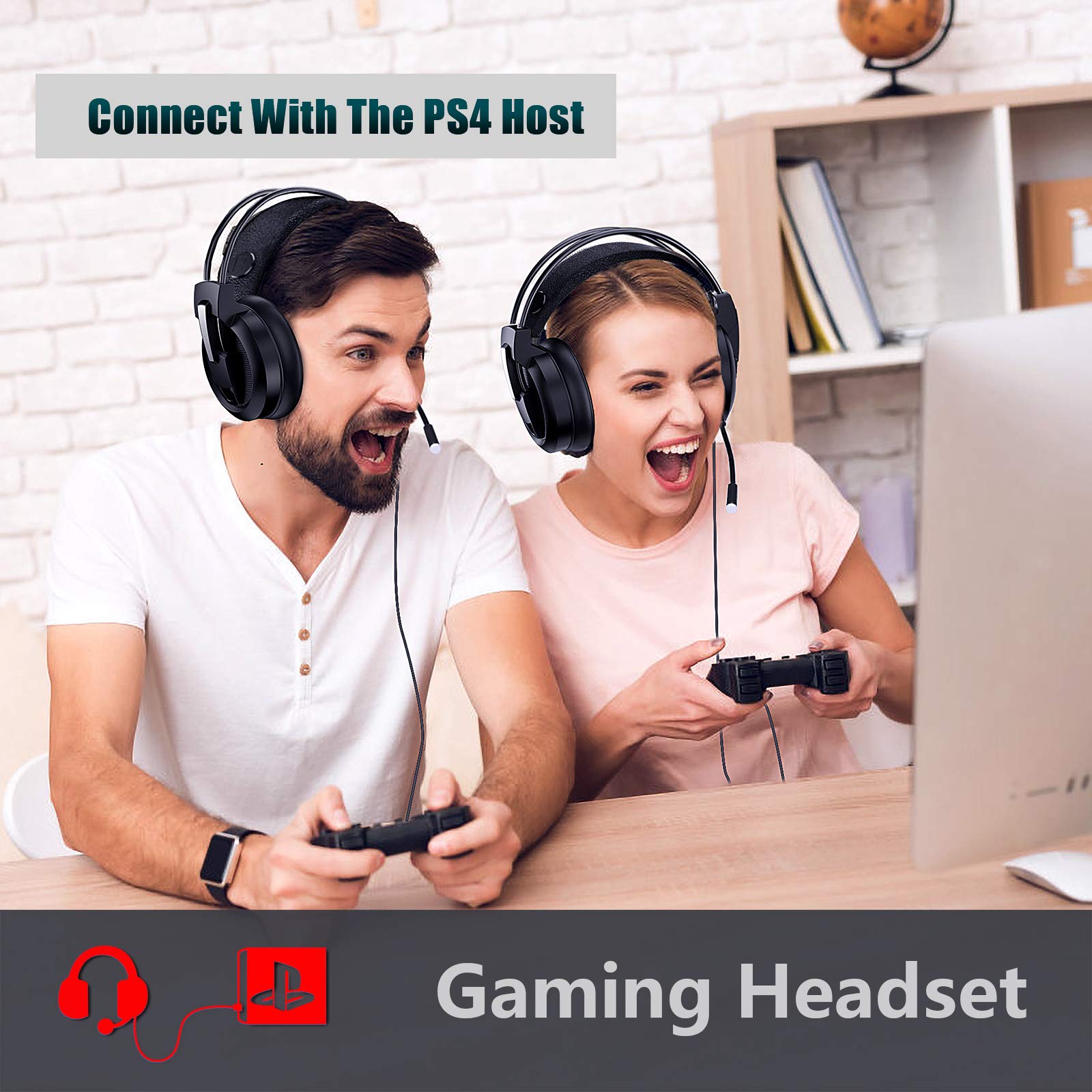 Zentouch Gaming Headset, Stereo Headset with Noise Cancelling and Mic, Over Ear Headset for PS4 PC Laptop