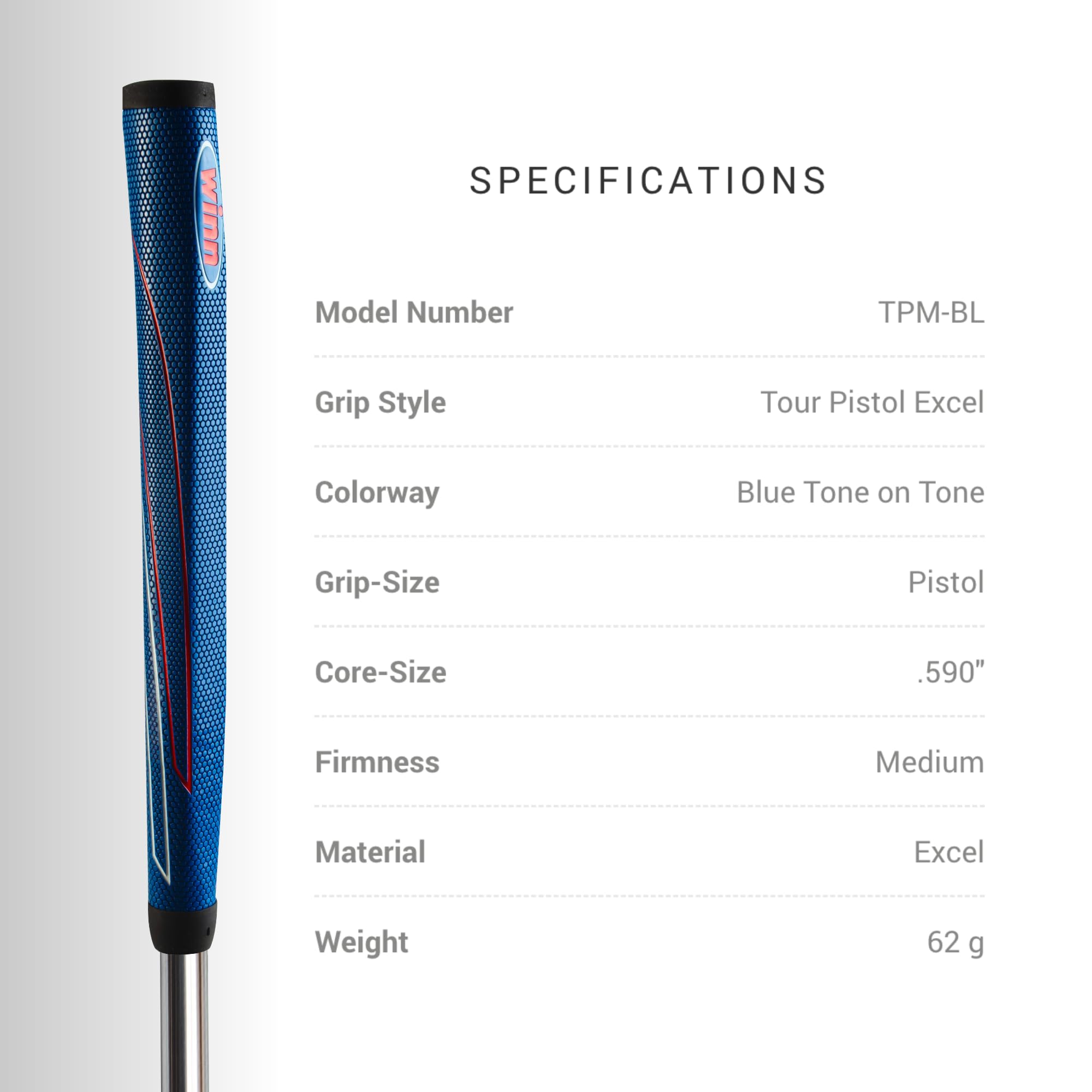 Winn 2016 Tour Pistol Blue Golf Putter Grip (
