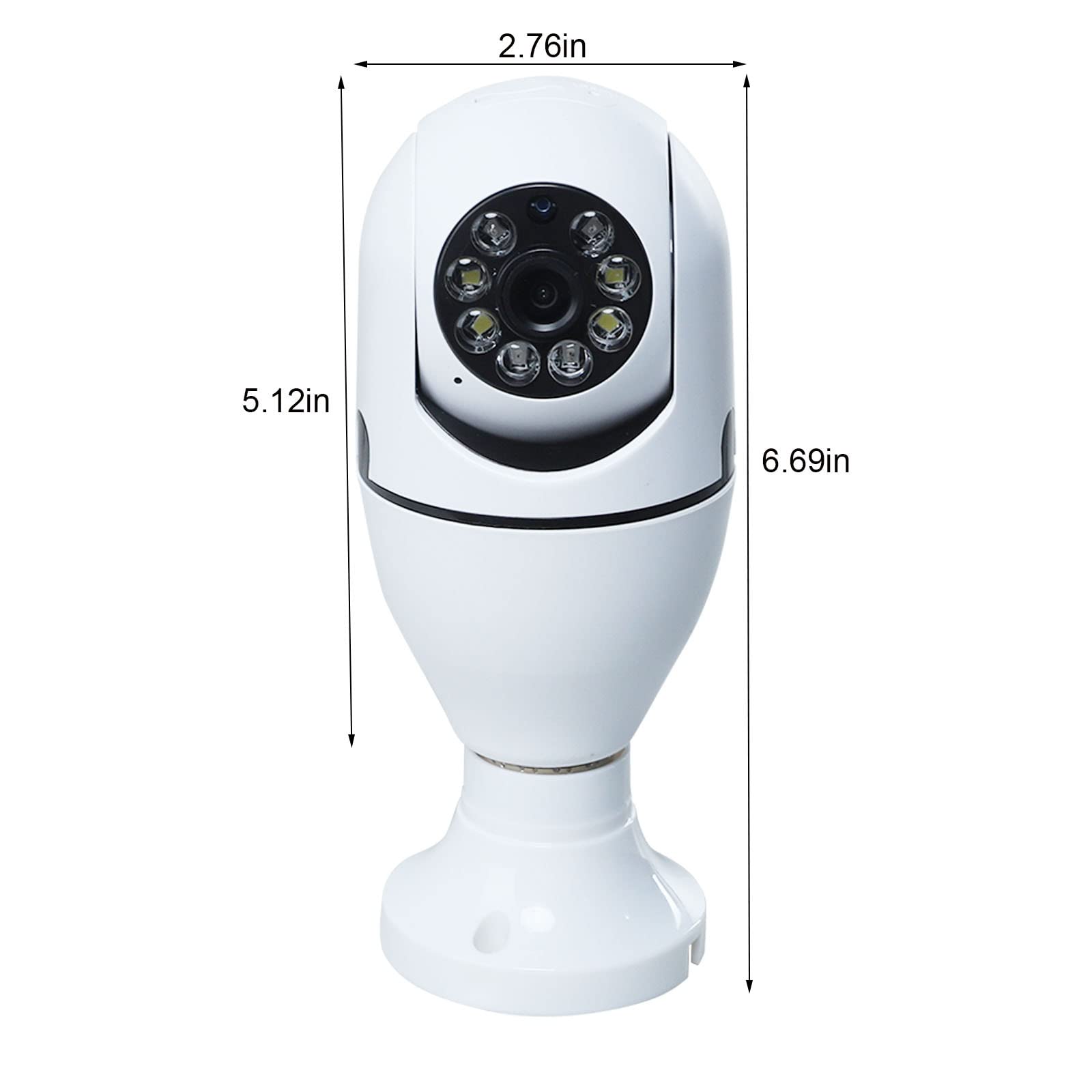 Wenini 5Ghz Wireless Lights Bulb Camera - 1080P Pan Tilt Wireless Cam 360° Panoramic IP Camera, E27 WiFi Security Cameras with LED HD Night Vision Human Motion Detection and Alarm Two-Way, White