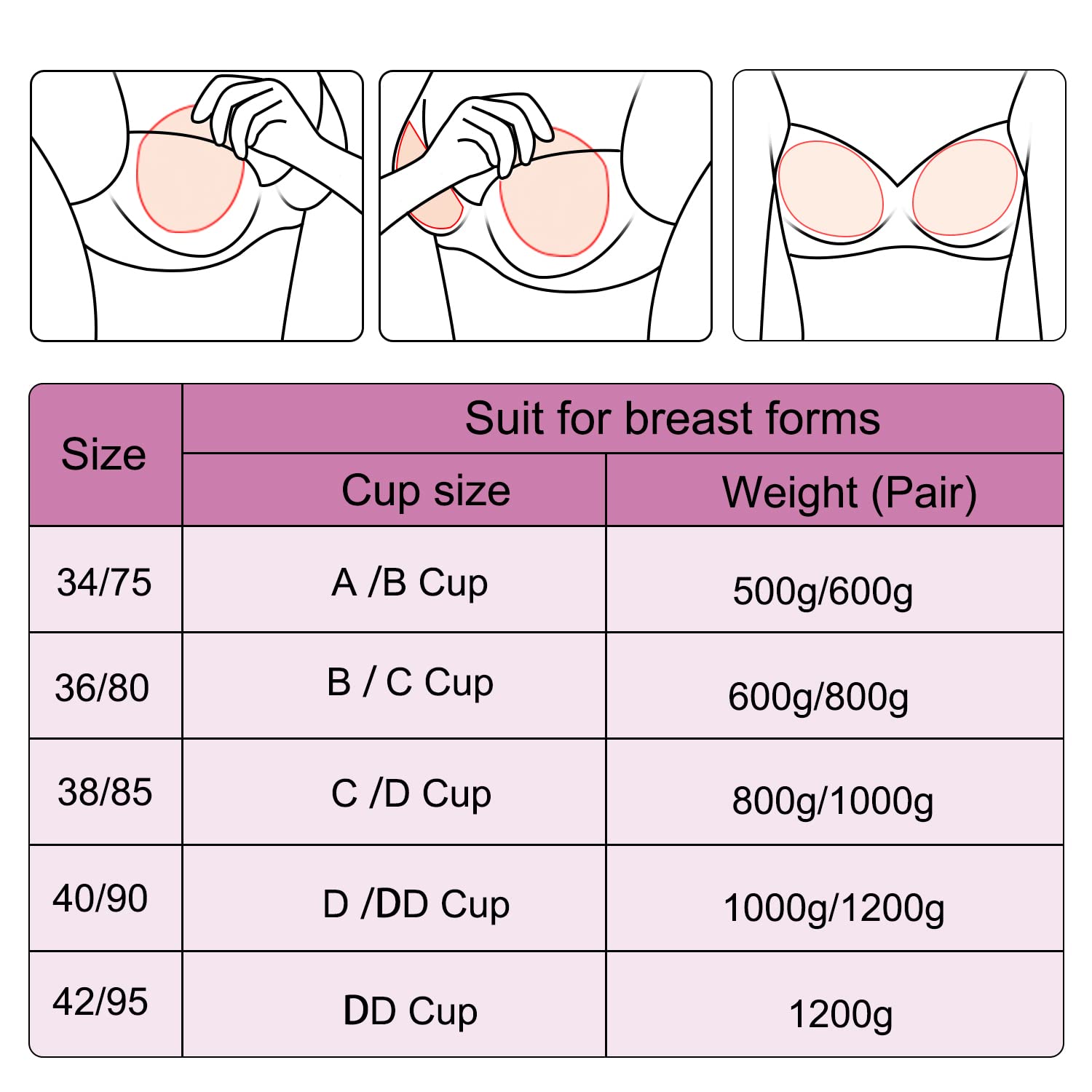 Vollence Mastectomy Bra with Pockets for Silicone Breast Forms Prosthesis Women Everyday Bra Red