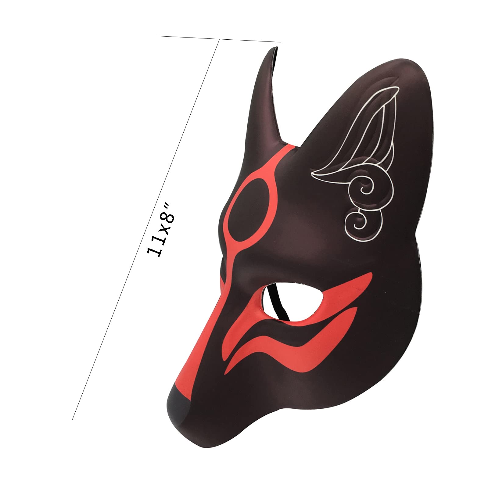YangYong Kitsune Fox Mask for Halloween Masquerade Party, Kabuki PU Masks for Costume (full face, white diy base)