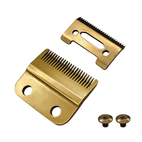 ZEROKIWI Professional 2 Hole Replacment Blades Set #2161-400-8148, Including 1 Carbon Steel Fix Blade, 1 Ceramic Moving Cutting Blade and 2 Screws, Compatible with Magic Clip 5 Star Series(Gold)