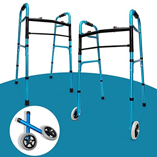 UNLICON- Mobility Heavy Duty Folding Walker for Seniors,Bariatric Walker with 5 Inches Wheels for Seniors Wide Walker Supports up to 300 lbs