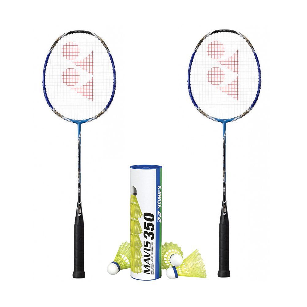 YONEX Voltric 0F Badminton Racket with Mavis 350 Medium Yellow Shuttlecock Combo Set