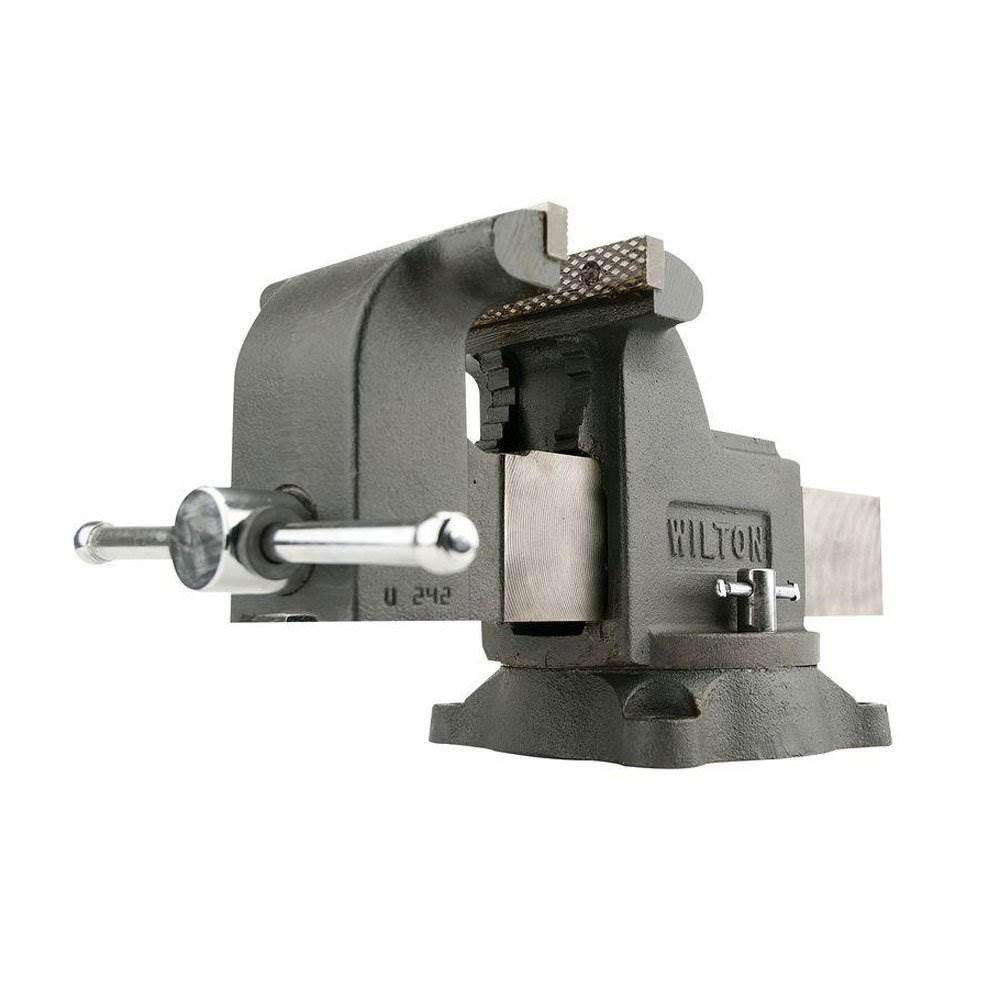 Wilton WS6 6 Inch Jaw 360 Degree Steel Swivel Base Bench Vise and BASH 4 Pound Sledge Hammer with Non-Slip Grip