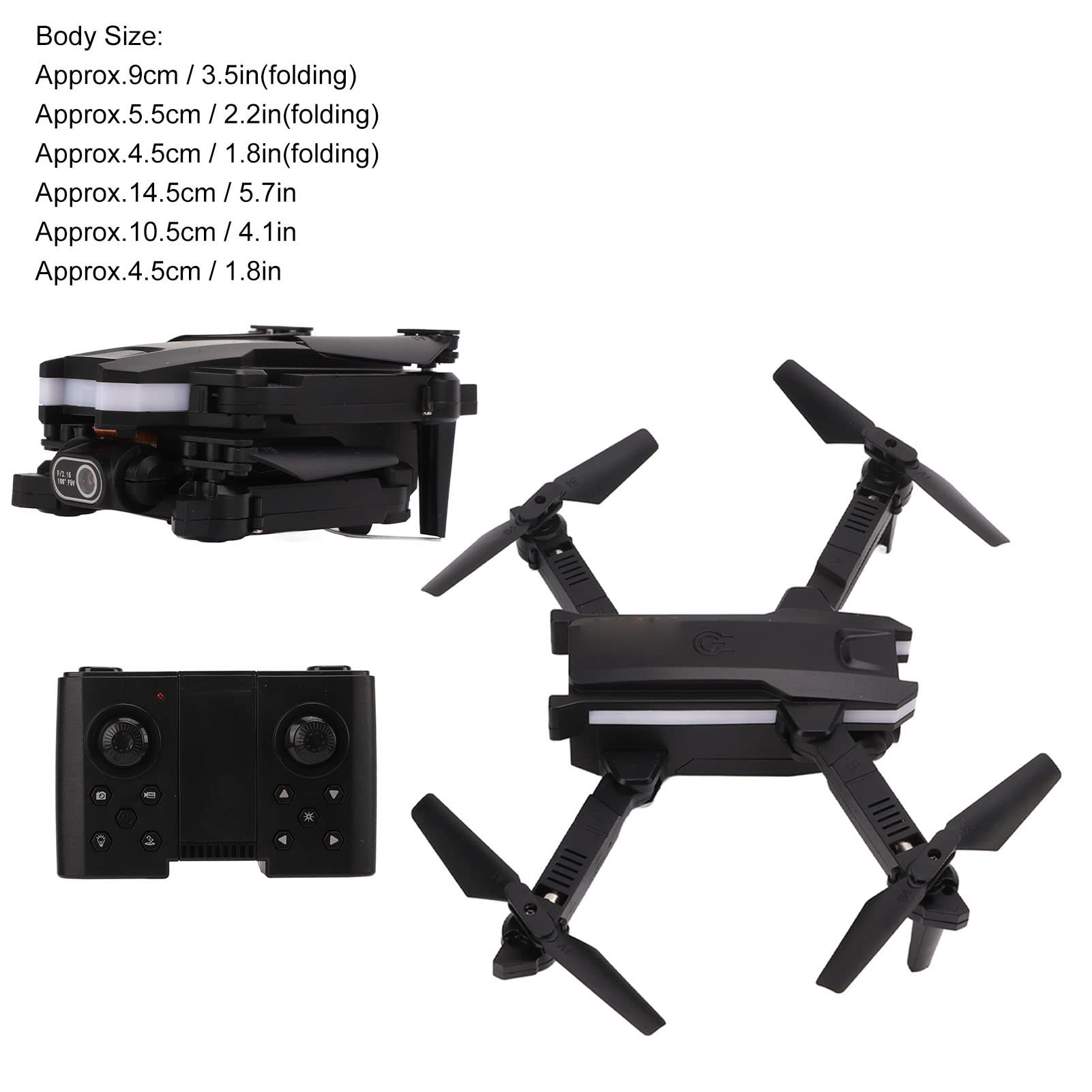 XT8 Mini Drone, Aerial Photography RC FPV Drones 4K Dual Camera Quadcopter Multicolored LED lights Plane Toys WiFi Drone With 3.7V 600mah Battery for Kids Over 14 Years Old(Black Three Battery)