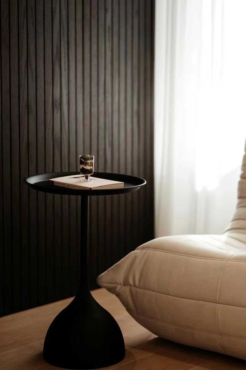 TUSOPORT Modern Nesting Tables, Black, Round, Metal, 24x19x11 inches, 2 Pieces, 40lbs Load Capacity