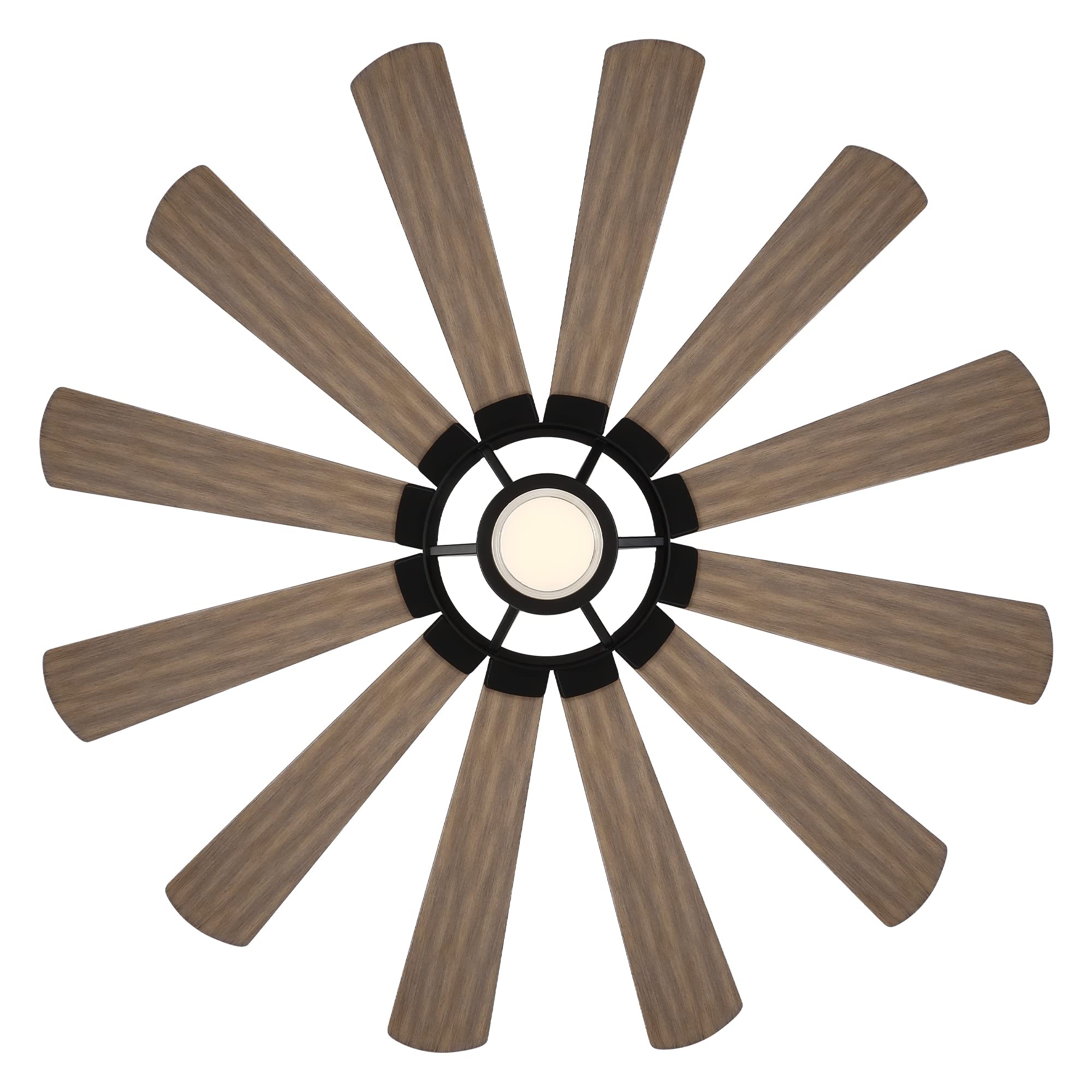 Wyndmill Smart Indoor and Outdoor 12-Blade Ceiling Fan 65in Matte Black/Barn Wood 3000K LED Light Kit and Remote Control works with Alexa and iOS or Android App