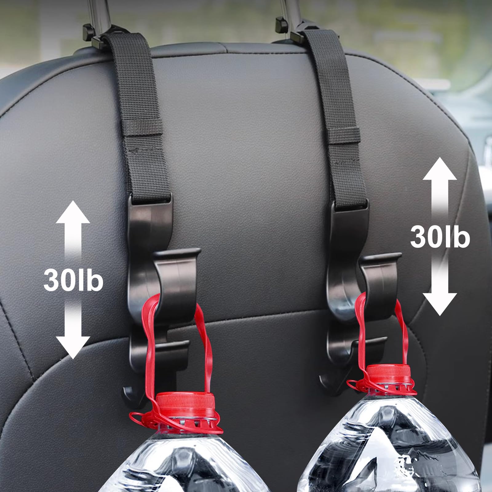 TUTUDOW 4 PACK Adjustable Car Seat Headrest Hook, Universal Car Storage Headrest Hanger Holder Hooks Organizer, Durable Backseat Hanger Interior Accessories for Umbrella, Handbag, Purse, Coat