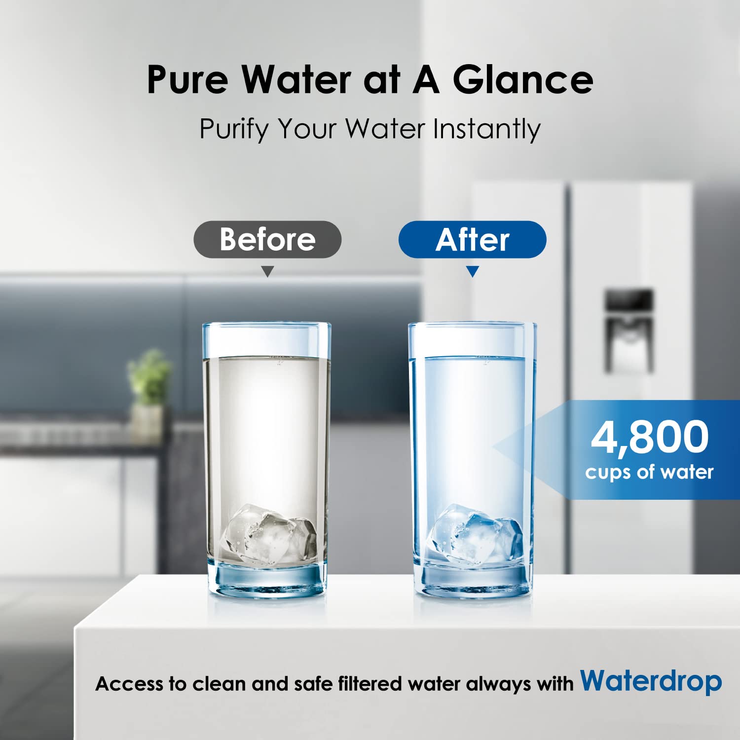 Waterdrop Plus 8171413 NSF 401 Certified Refrigerator Water Filter, 𝐑𝐞𝐝𝐮𝐜𝐞 𝐏𝐅𝐀𝐒, Replacement for Whirlpool® 8171413, 8171414, EDR8D1, Kenmore® 46-9002 (Package May Vary)