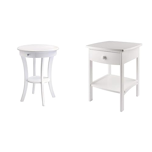 Winsome Wood Sasha Accent Table, White, 20 inches & Wood Claire Accent Table, White