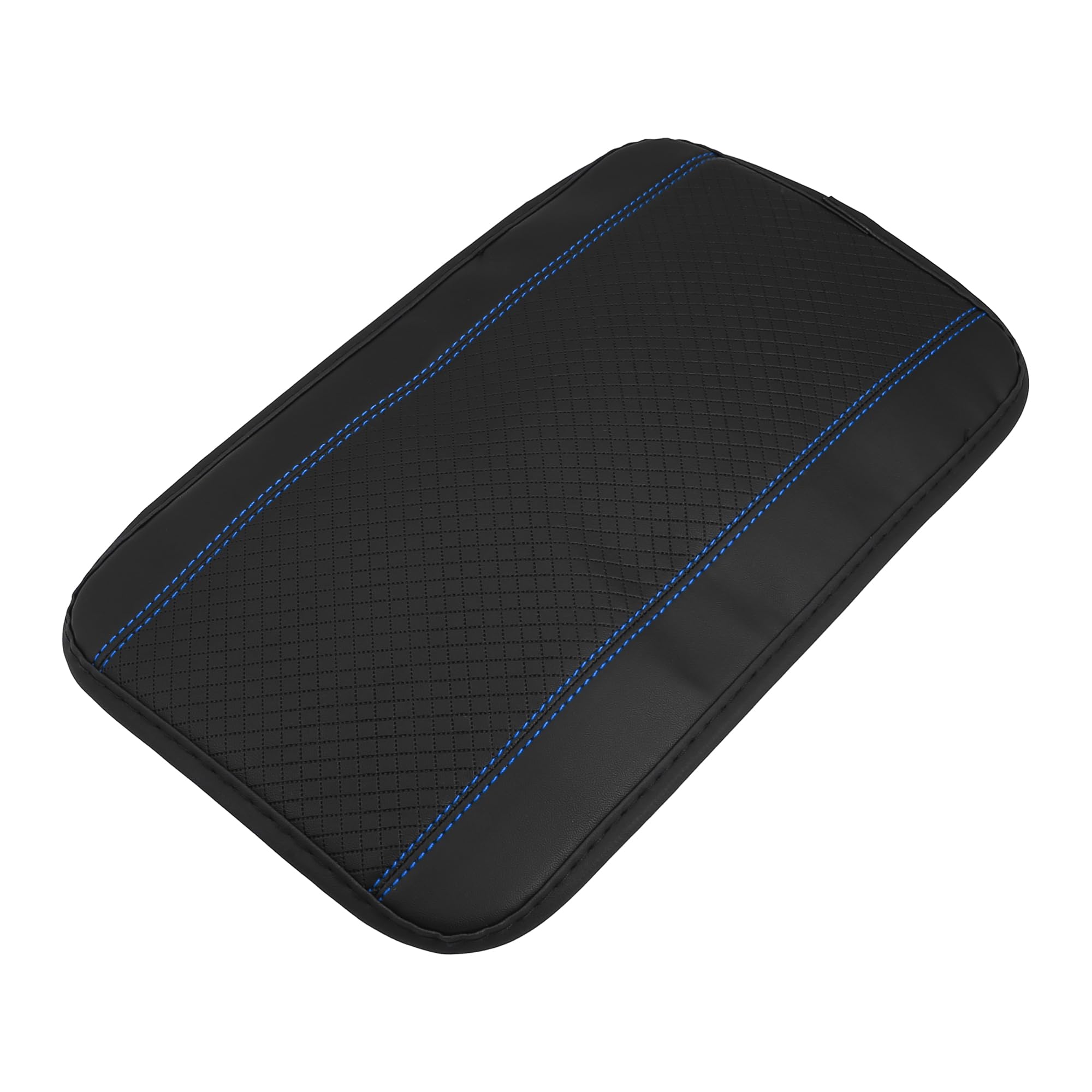 X AUTOHAUX 12.60"x7.68" Universal Car Center Console Lid Armrest Cushion Seat Box Cover Pad PU Leather Black Blue