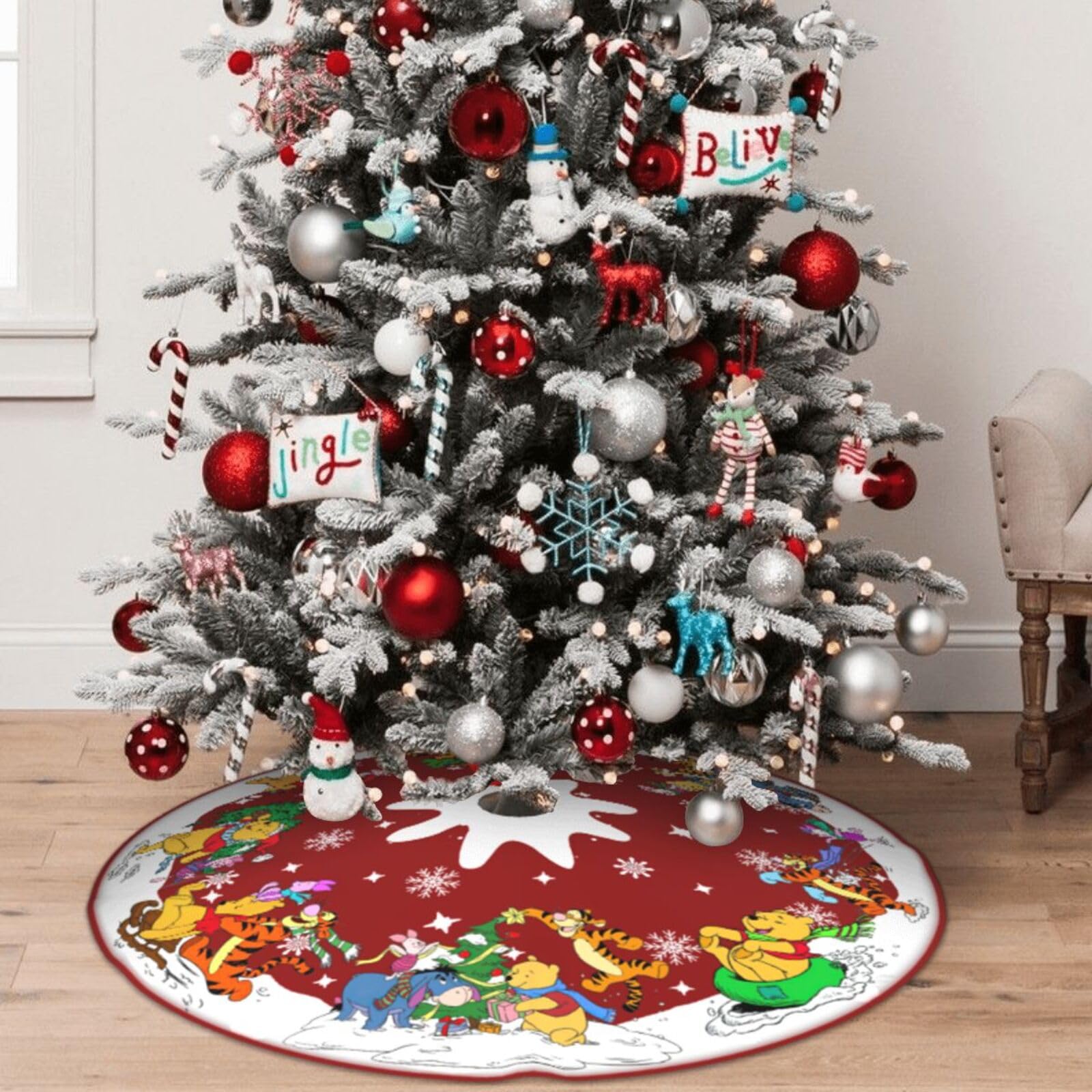 Winnie Christmas Tree Skirt,Super Soft Tree Skirt Deco,Xmas Tree Decoration Gifts.Christmas Party Decorations. (R1, 30")