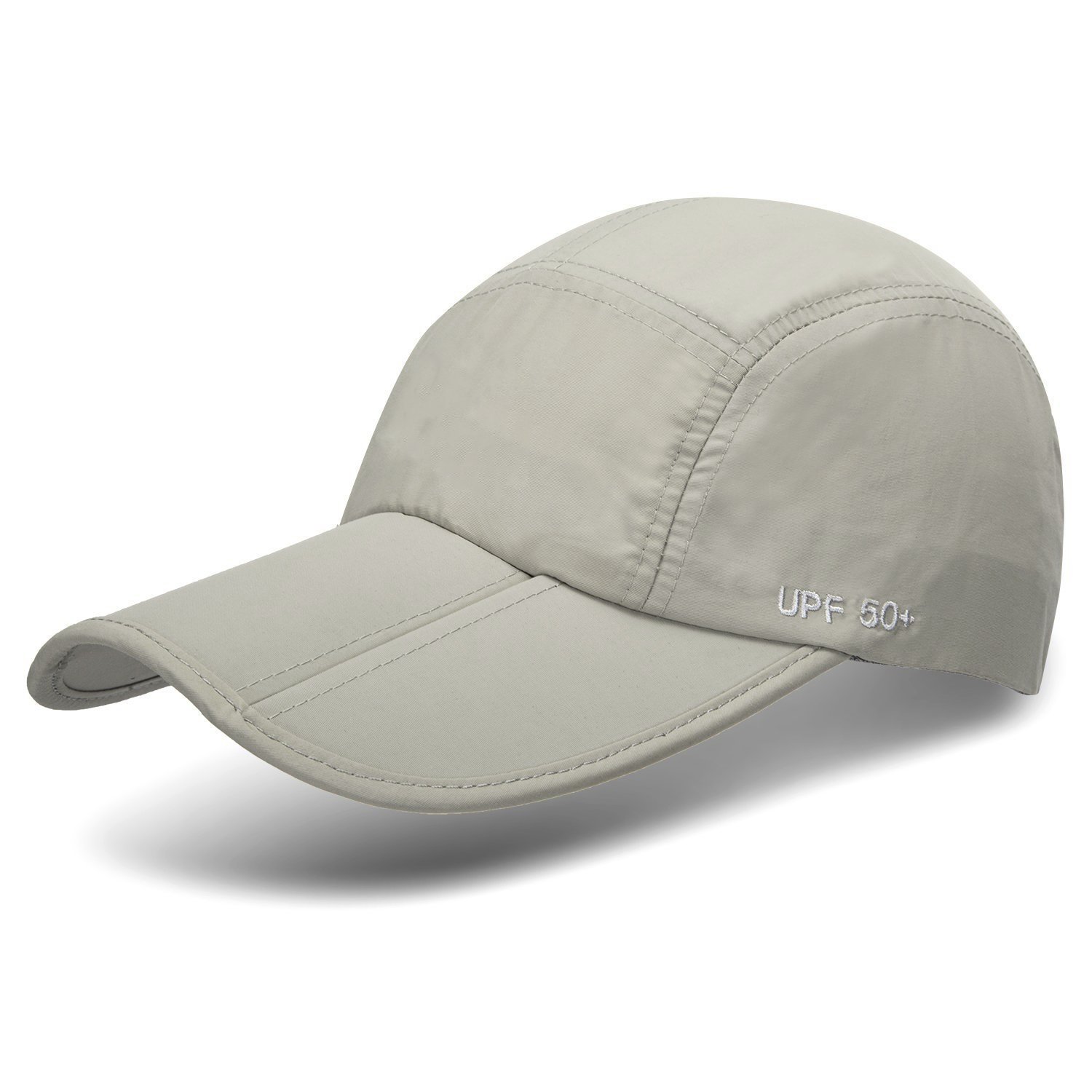 UPF 50+ Foldable Baseball Cap Sun Protection Quick Dry Portable Folding Hats for Men or Women, Stone