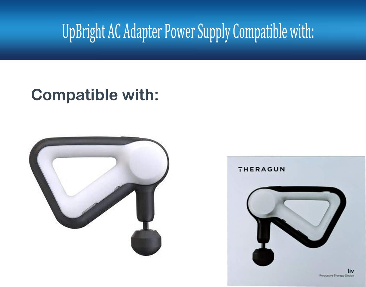 UpBright 12V AC/DC Adapter Compatible with Theragun liv Massager Muscle Gun 10.8V Battery Deep Tissue Massage 2020 LIV2020 LIV-PKG-US LIV-PKG-AU TL-12V-2000mAh DWIN-120170C DWIN-120170Z Power Charger