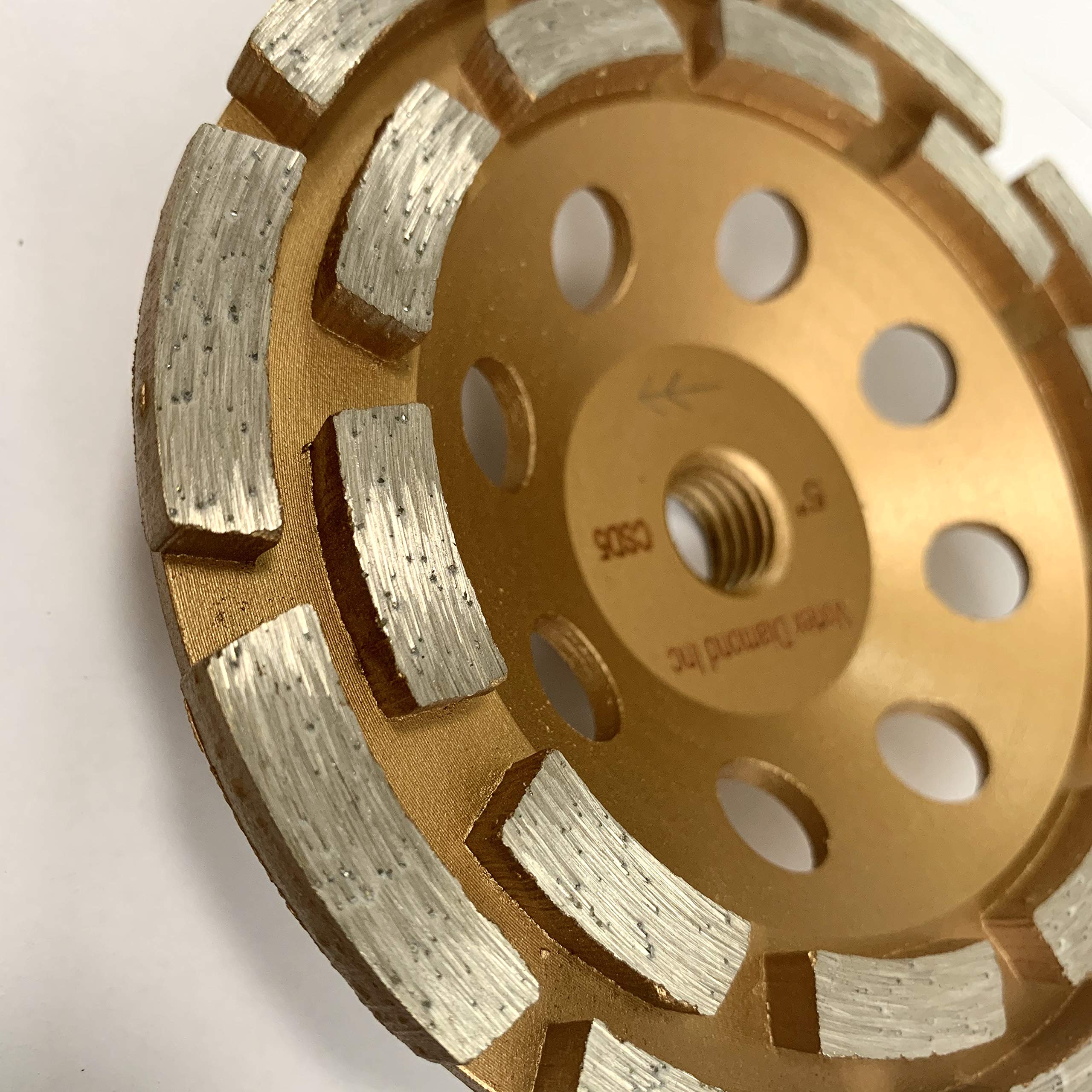 VORTEX DIAMOND CSD 5 inch Diamond Grinding Cup Wheel Double Row Premium Higher Diamond Concentration for Concrete Mortar with 5/8-Inch 11mm Thread (5")
