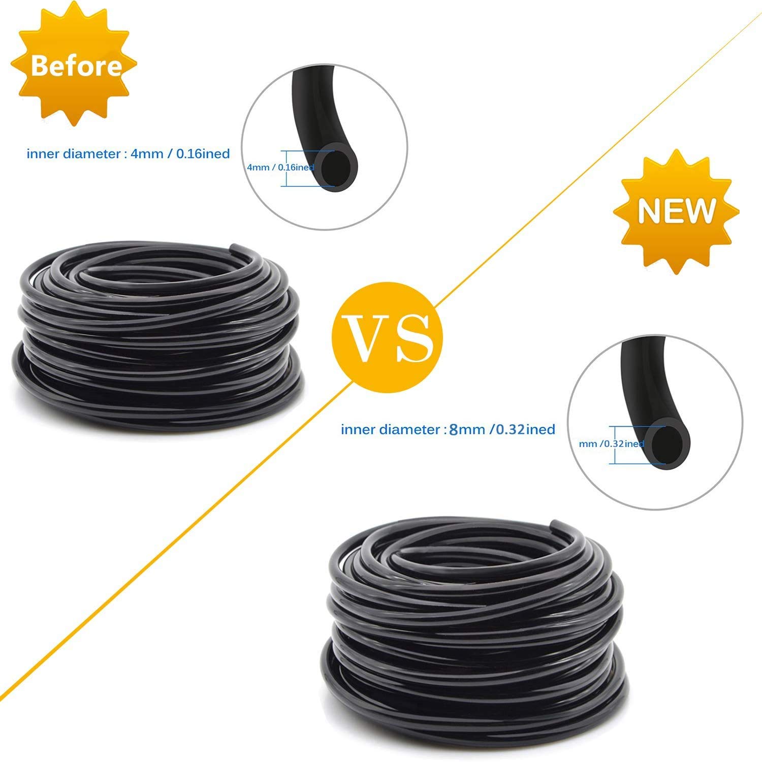Upgrade Garden Irrigation System,100ft Irrigation System 1/2" & 1/4" Blank Distribution Tubing Watering Drip Kit/Irrigation Kits Automatic Mist Irrigation Equipment Set for Garden,Flower Bed,Lawn