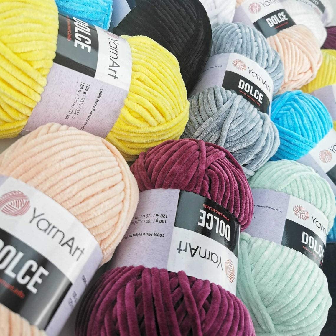 Yarn Art Dolce Yarn 100% MicroPolyester Velvet Blanket Amigurumi Super Bulky :6 Baby Chenille Yarn (1 Skein, 751)