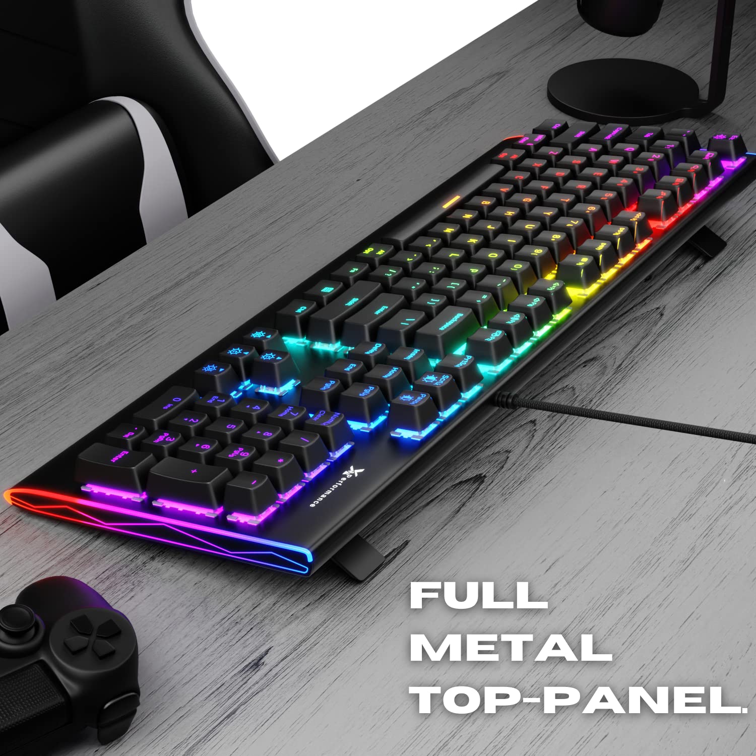 X9 RGB Mechanical Keyboard Gaming - Full Size USB Wired Mechanical Gaming Keyboard - Roller Bar, Metal Top Panel, Brown Switch - Mechanical RGB Keyboard