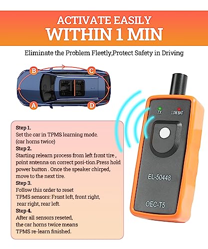 Zlirfy Universal TPMS Relearn Tool,System Programming Training,OEC-T5 Tire Pressure Monitor System Activation Tool,Automotive Tire Sensor Reset Tool,EL-50448 TPMS Reset Tool