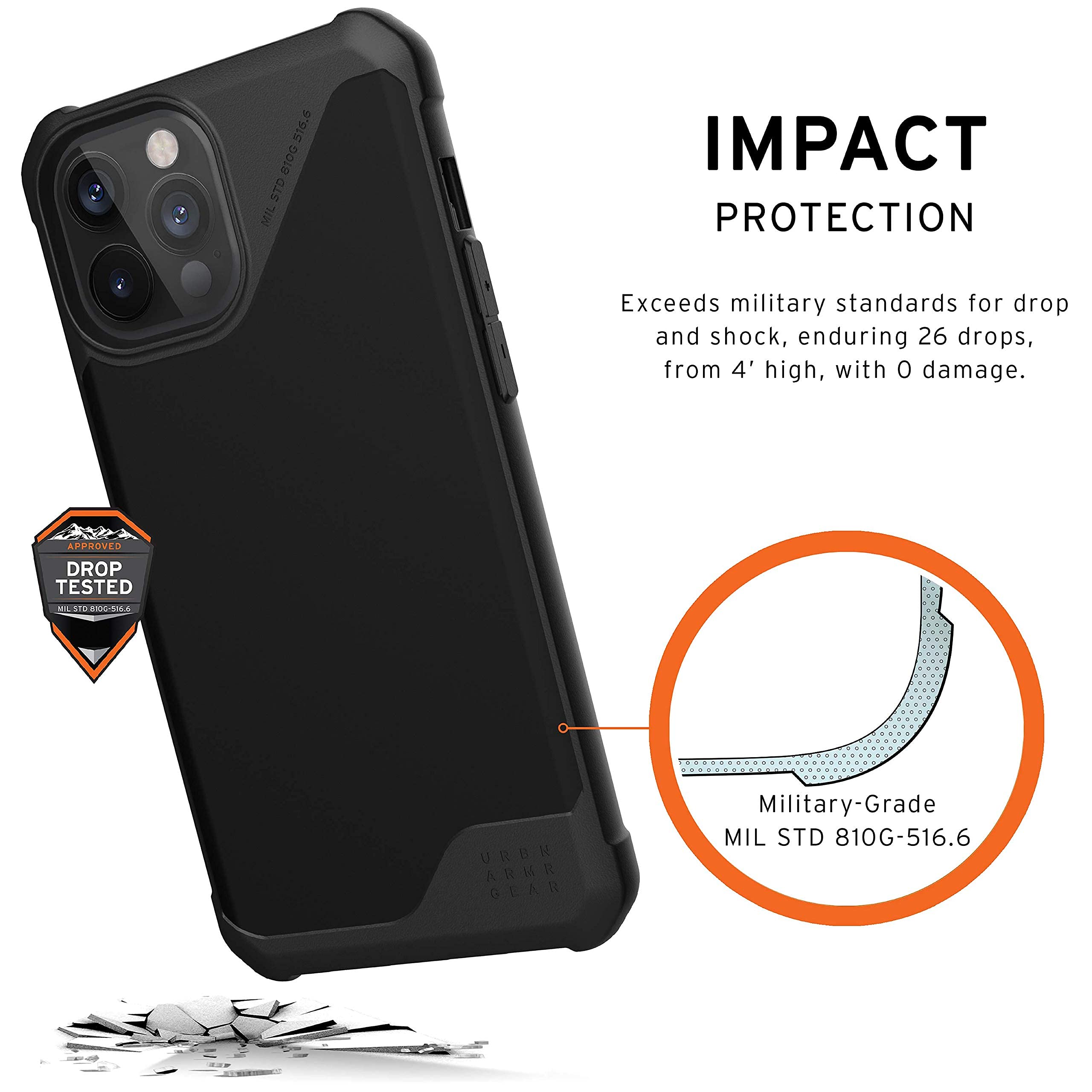 URBAN ARMOR GEAR UAG Designed for iPhone 12 Pro Max Case [6.7-inch screen] Feather-Light Heavy Duty Shockproof Slim Rugged Metropolis LT. Protective Cover, Supple Italian Leather LTHR ARMR Black
