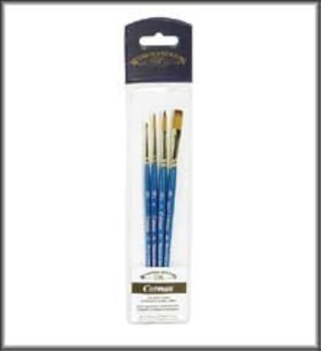 Winsor & Newton Cotman Short Handle Brushes, Set of 4, (Round 1, 4, & 6, One Stroke 3/8")