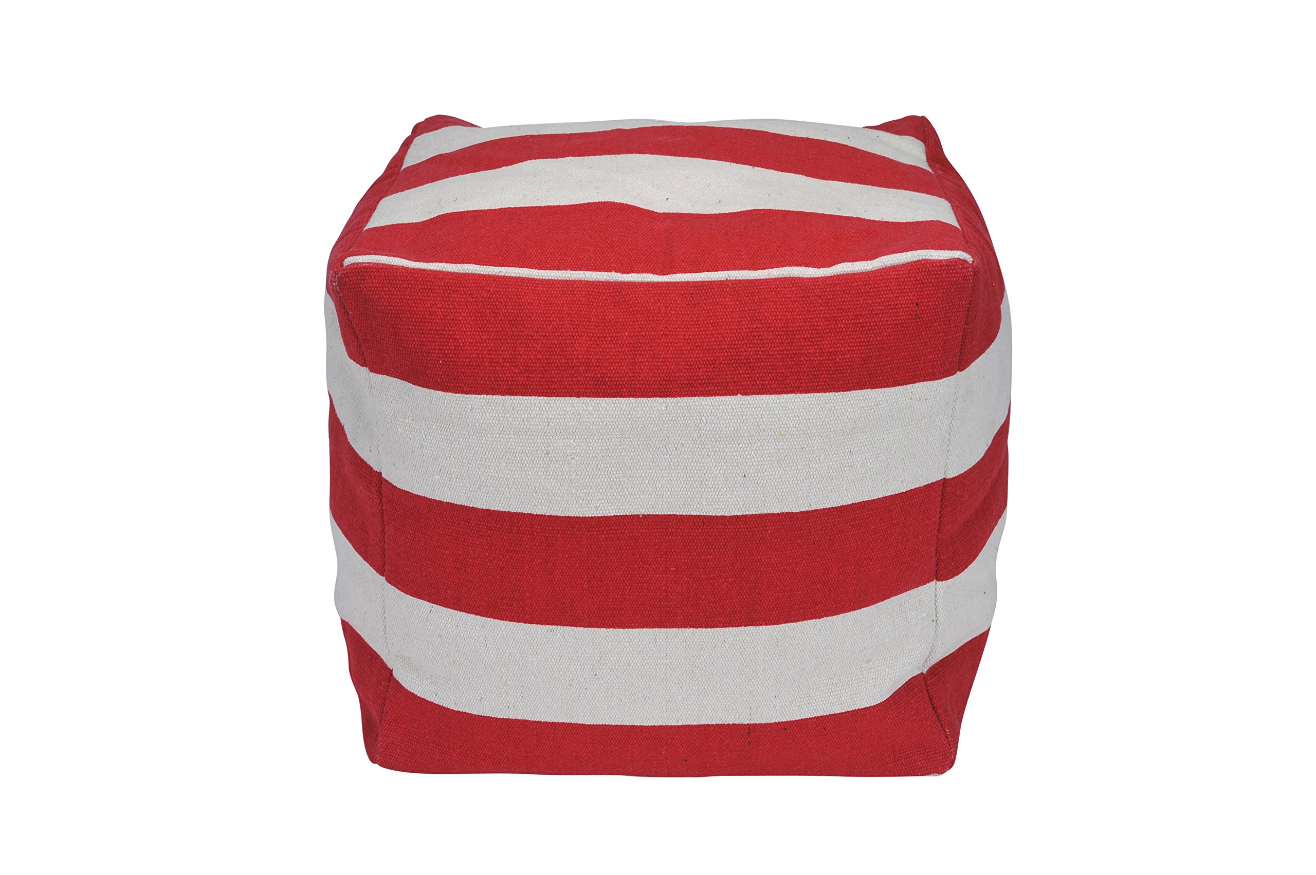 Urban Shop Striped Square Pouf, Red